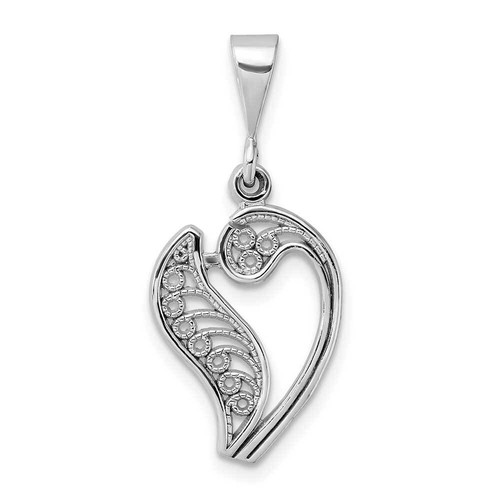14K White Gold Solid Polished Script Filigree Letter V Initial Pendant ...