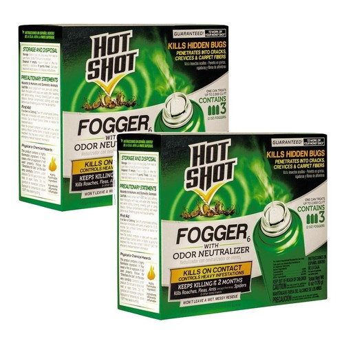 2~ Hot Shot Insect Killer Fog w/ Odor Neutralizer Ants Fleas Spiders ...