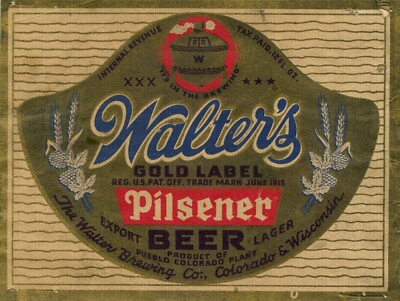 Walter's Gold Label Pilsener Beer Label 9" x 12" Metal Sign | eBay