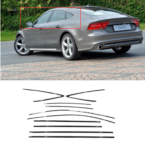 2013-2015 For AUDI A7 S7 Window Molding Strips Trim Black Stainless ...