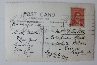 Argentina 1937 Buenos Aires to White Colne Vintage Christmas Card ...