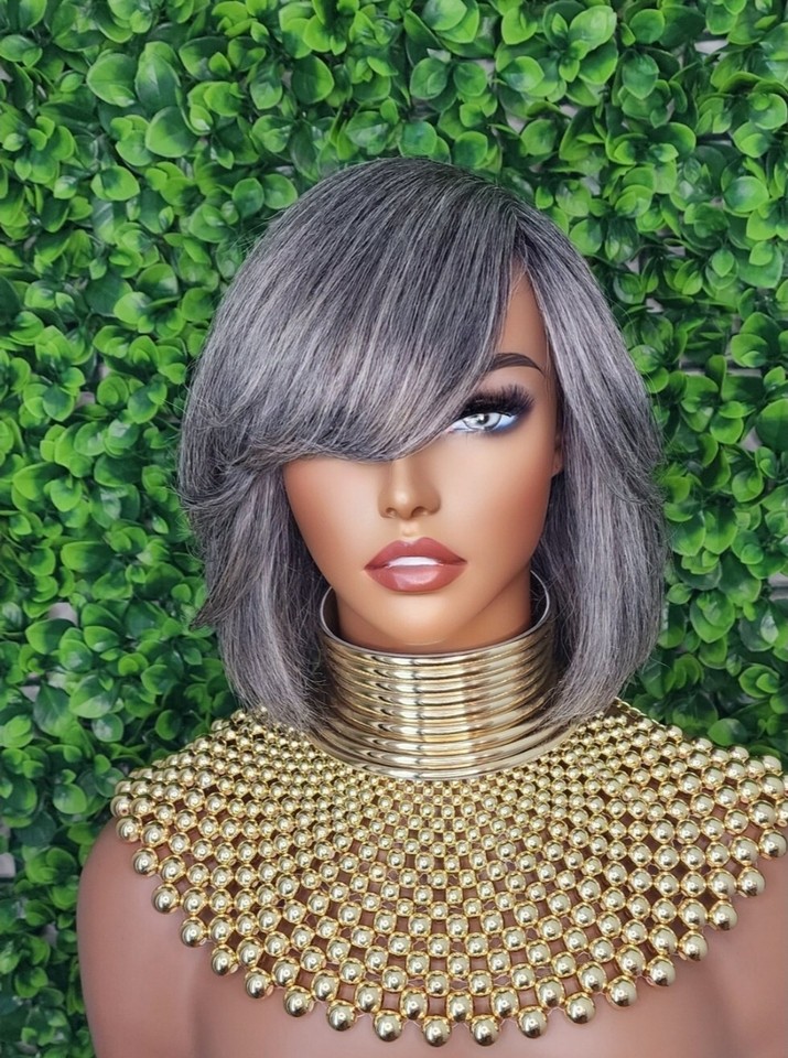 Salt And Pepper Human Hair Wig Gray Wig Grey 100 Human Hair Wig Ebay