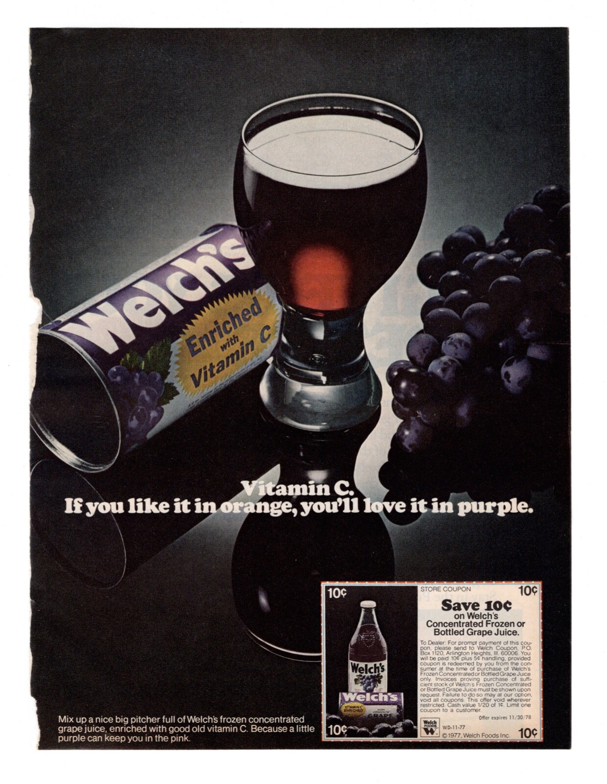 Vintage 1970s mag print ad WELSH'S Grape Juice from concentrate kitchen ...