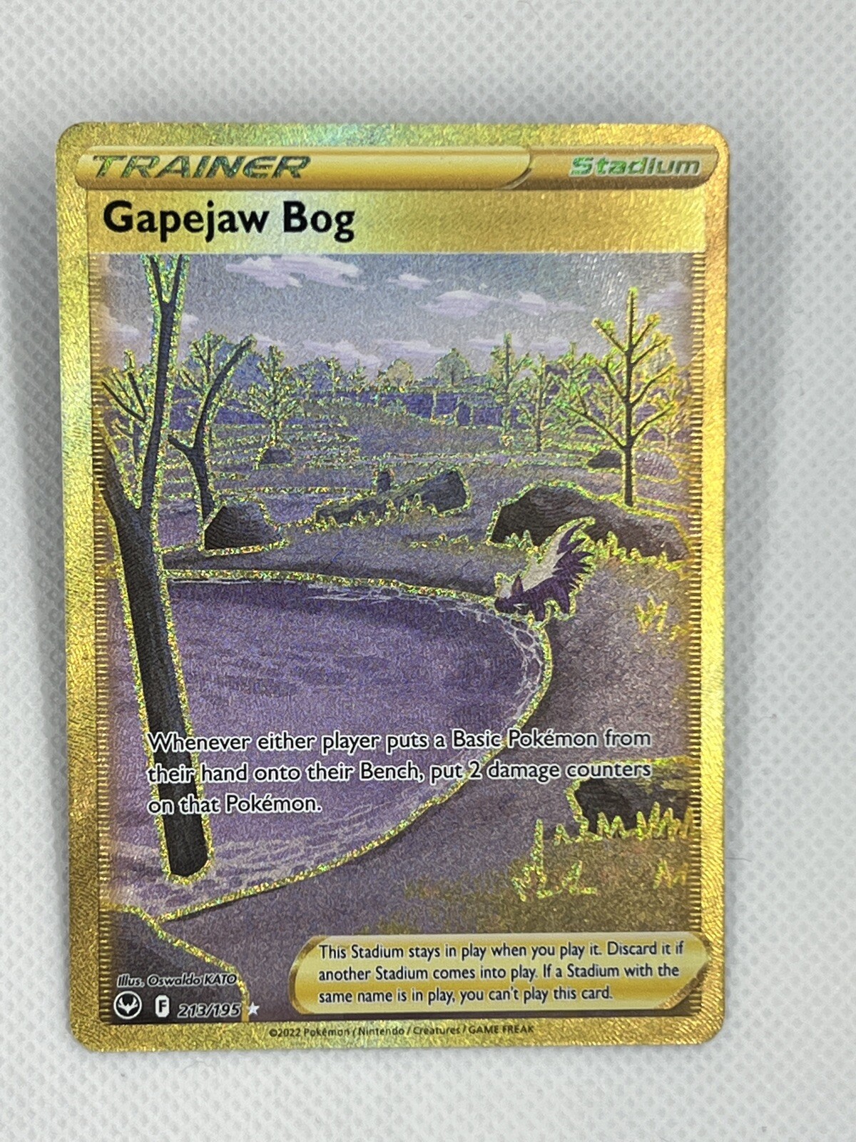 Pokemon TCG Gapejaw Bog Gold Secret Rare 213/195 Silver Tempest | eBay