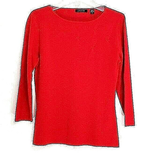 Cyrus Red Knit Sweater Top Pullover Size Medium Embroidered Detail ...