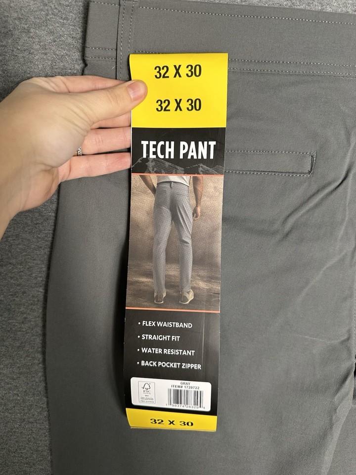 NWT Weatherproof Vintage Mens Gray Tech Pant Straight Fit Water ...