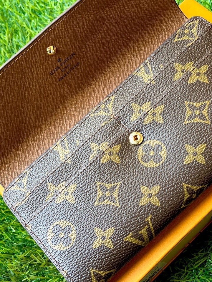Louis Vuitton Monogram Portefeuille Sarah Long Wallet Authentic Brown ...