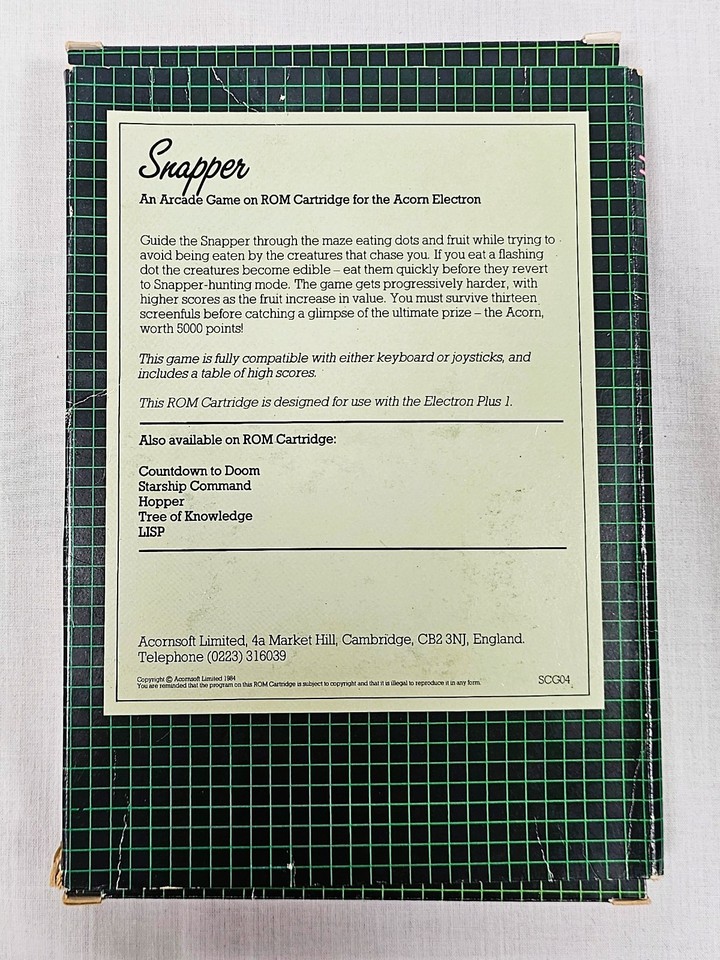 Snapper by Acornsoft for Acorn Electron on ROM cartridge. Untested ...