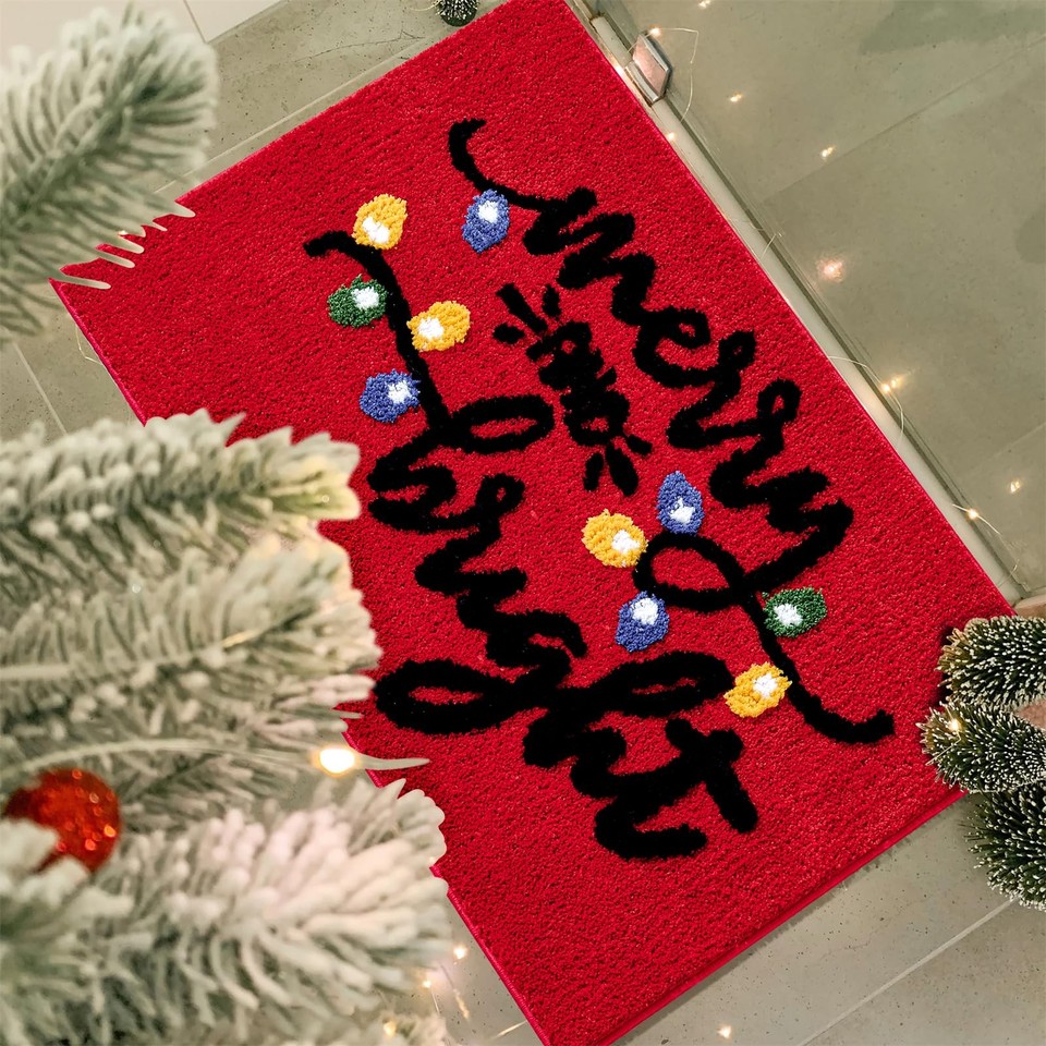 Merry and Bright Christmas Lights Bath Mat Non Slip Washable, 16x24 ...