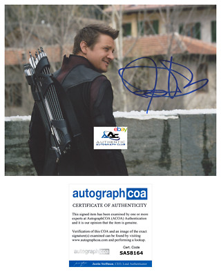 JEREMY RENNER AUTOGRAPH SIGNED 8x10 PHOTO MARVEL AVENGERS HAWKEYE ACOA ...