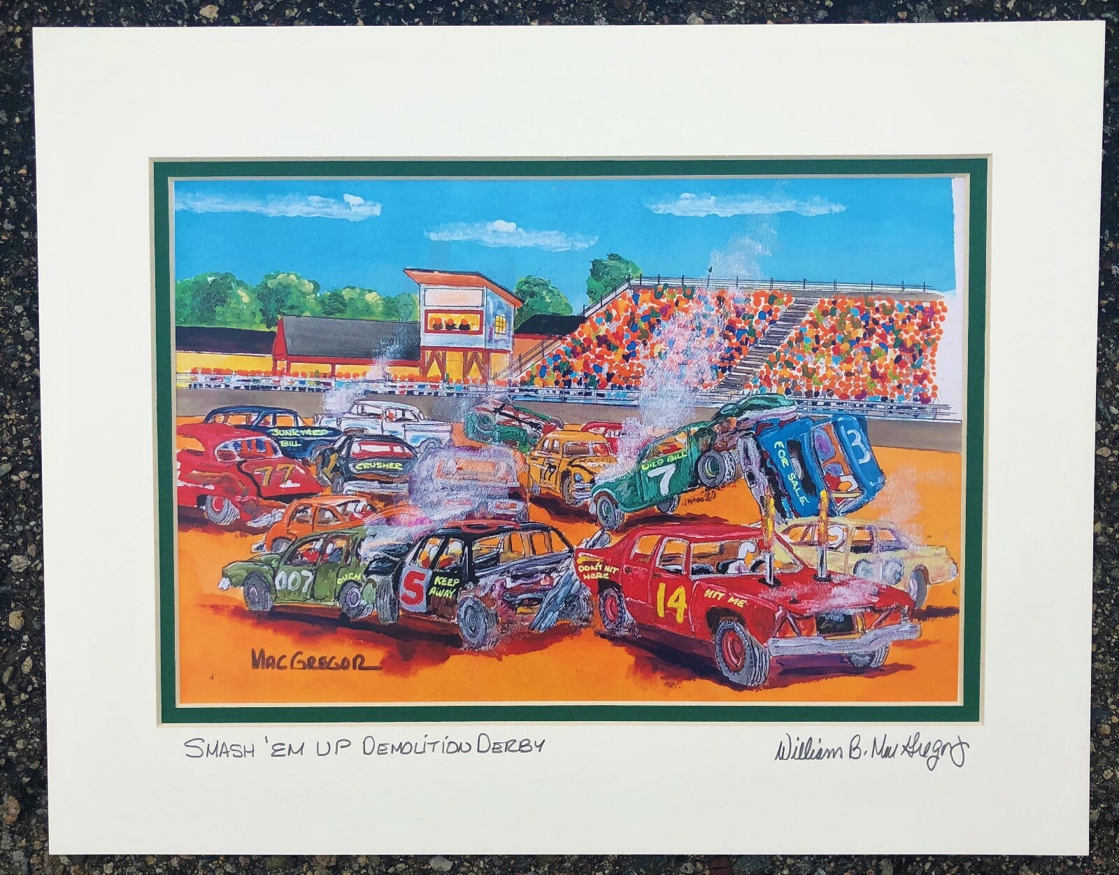 DEMOLITION DERBY ART PRINT Demo Car Cars Smash Crash Wreck Racetrack ...