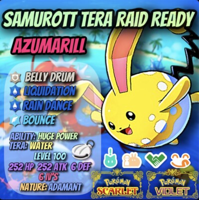 ⭐ Pokemon Scarlet and Violet ⭐ SHINY 6IV Azumarill ⭐ 💥 Samurott Raid ...