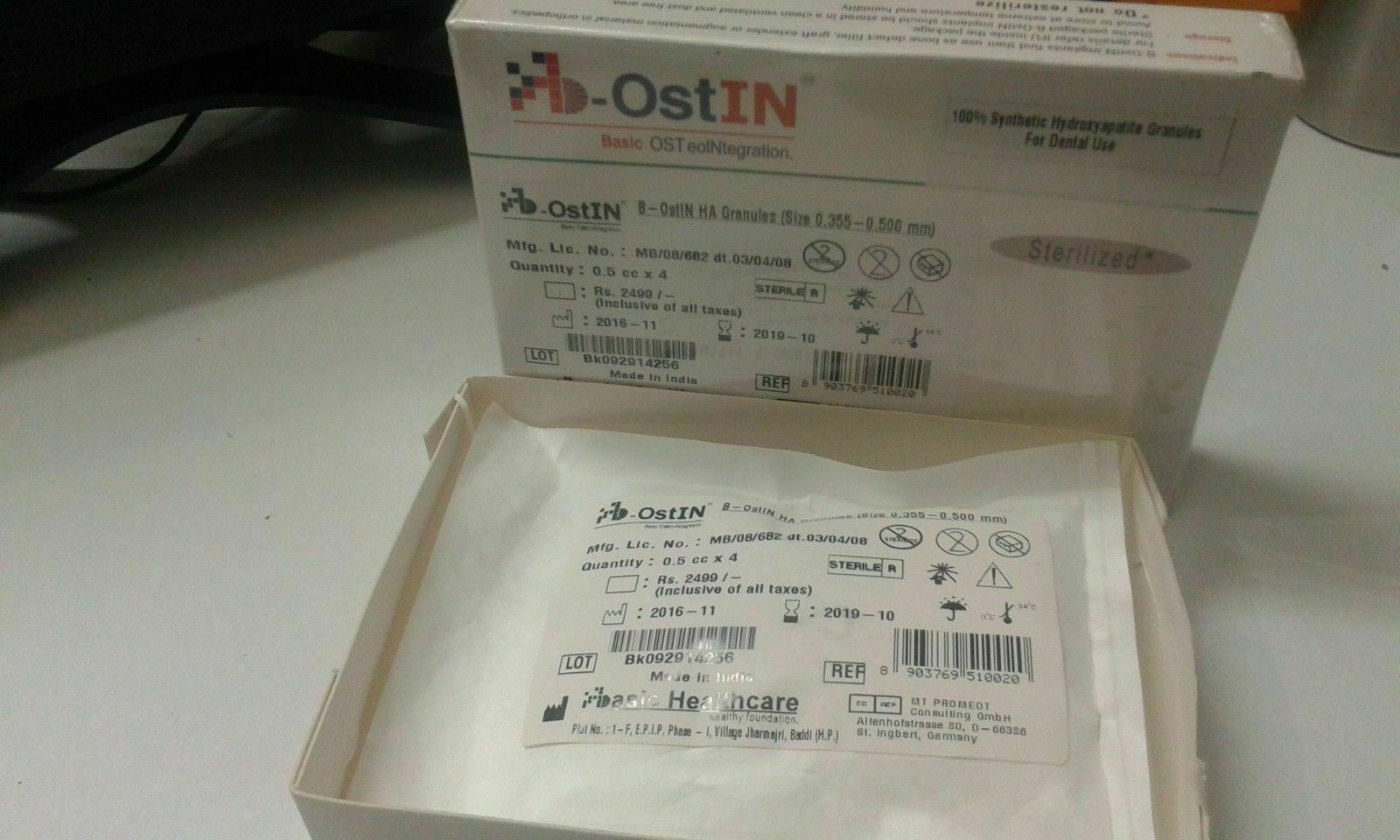 4 X B-OSTIN Truly Synthetic Biocompatible Bone Graft Substitute 0.5 CC ...