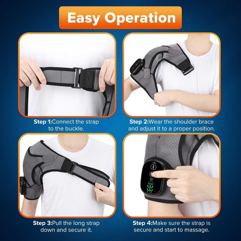 Electric Heated Shoulder Massager with Vibration Massage Brace Joint ...