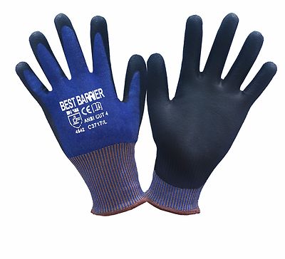 CE CUT RESISTANT LEVEL 5 (ANSI CUT LEVEL 4) BLACK PU PALM COATED GLOVES ...