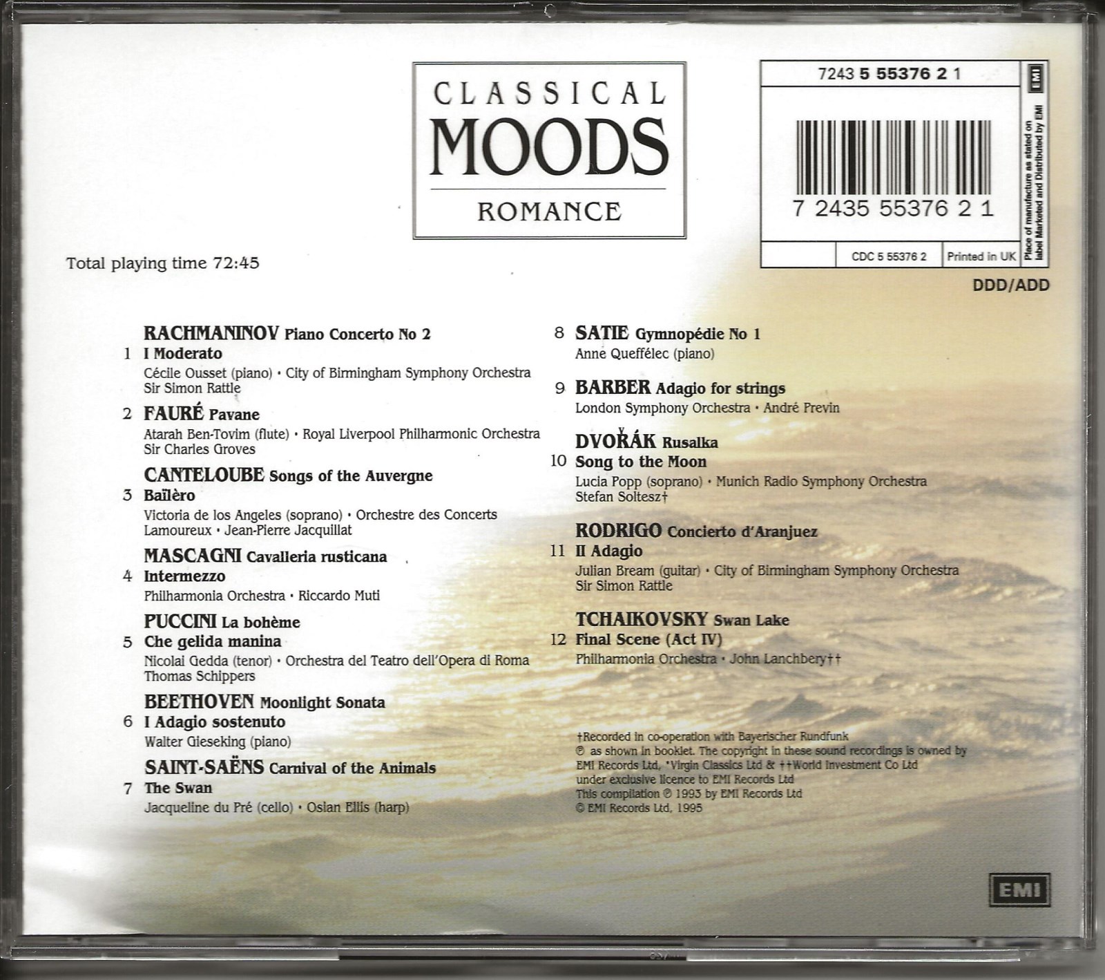 CLASSICAL MOODS: Romance (EMI Records, UK - 1995) RACHMANINOV ...