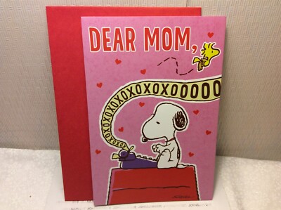HALLMARK MOM VALENTINE CARD New w/envelope "Dear Mom LOVE YOU" SNOOPY ...