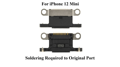 Charging Port Dock Connector for iPhone 12 / 12 Mini Black (Soldering ...