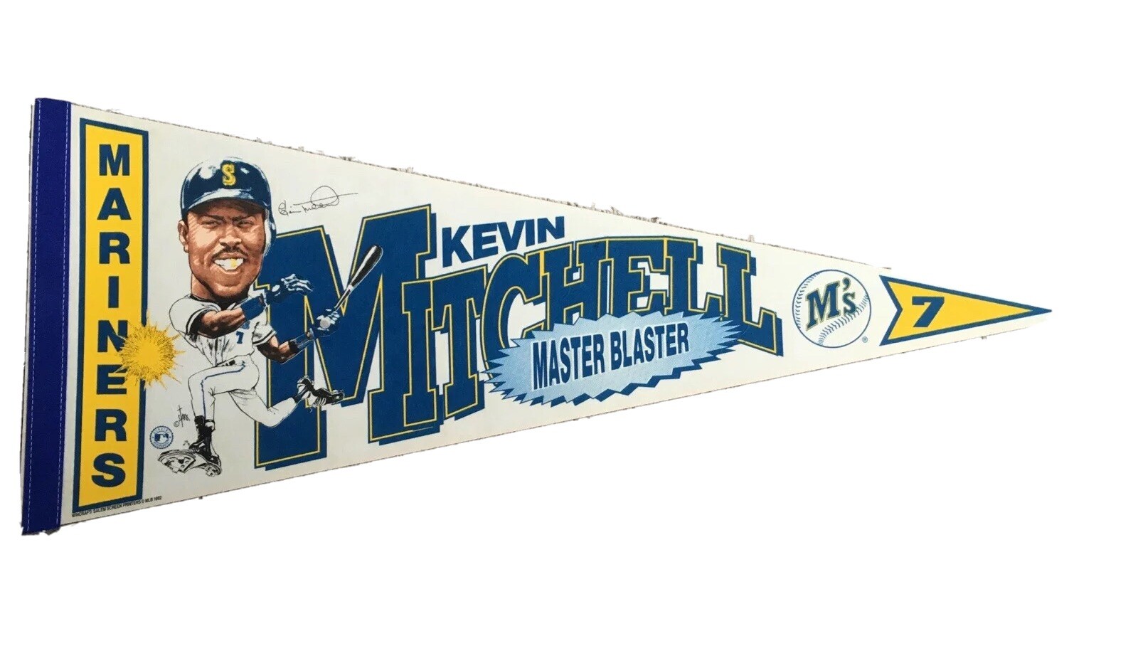 Vintage 1992 Baseball MLB Kevin Mitchell Seattle Mariners Pennant, Full ...