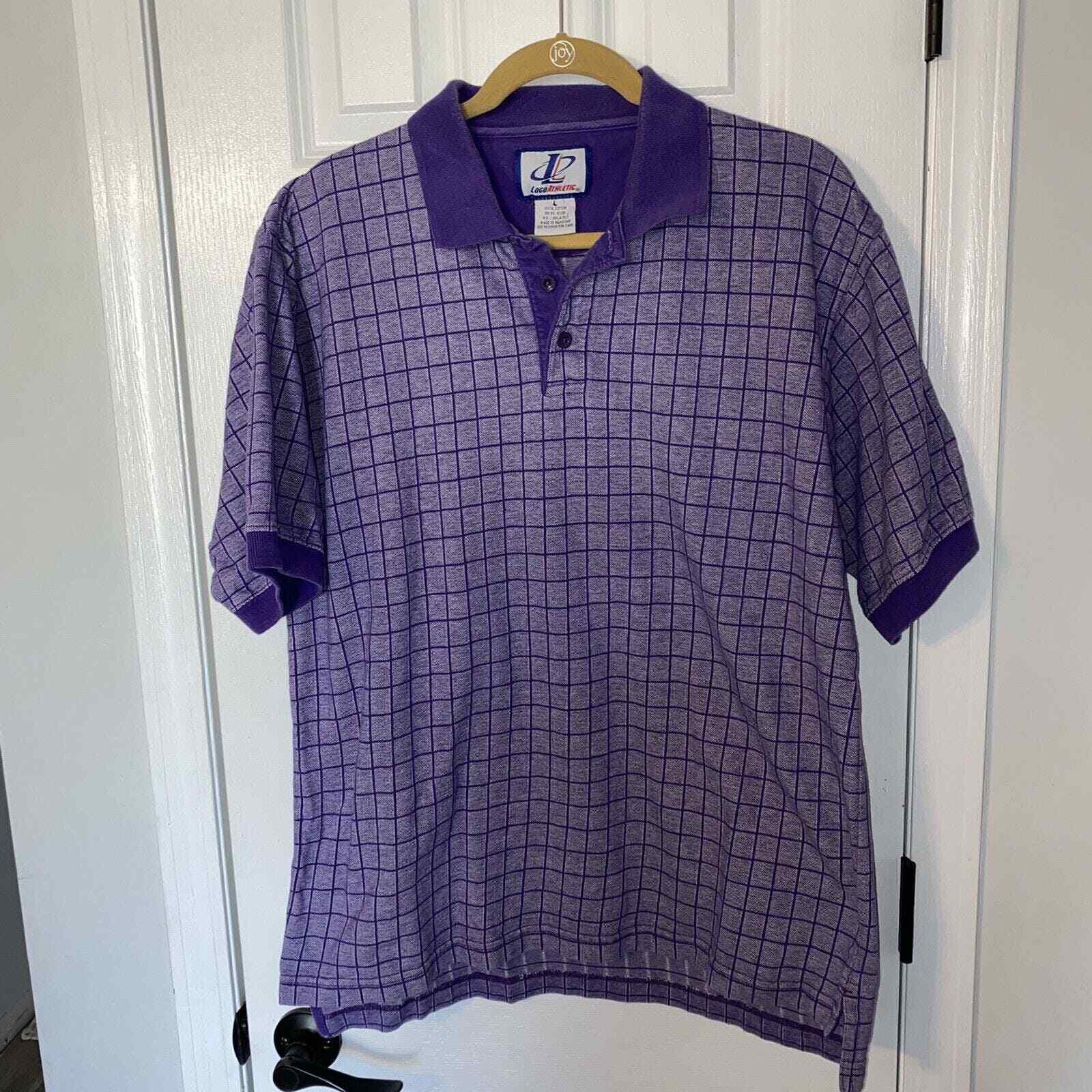 Vintage Rare Logo Athletic Large Checkered Polo Shirt - Gem