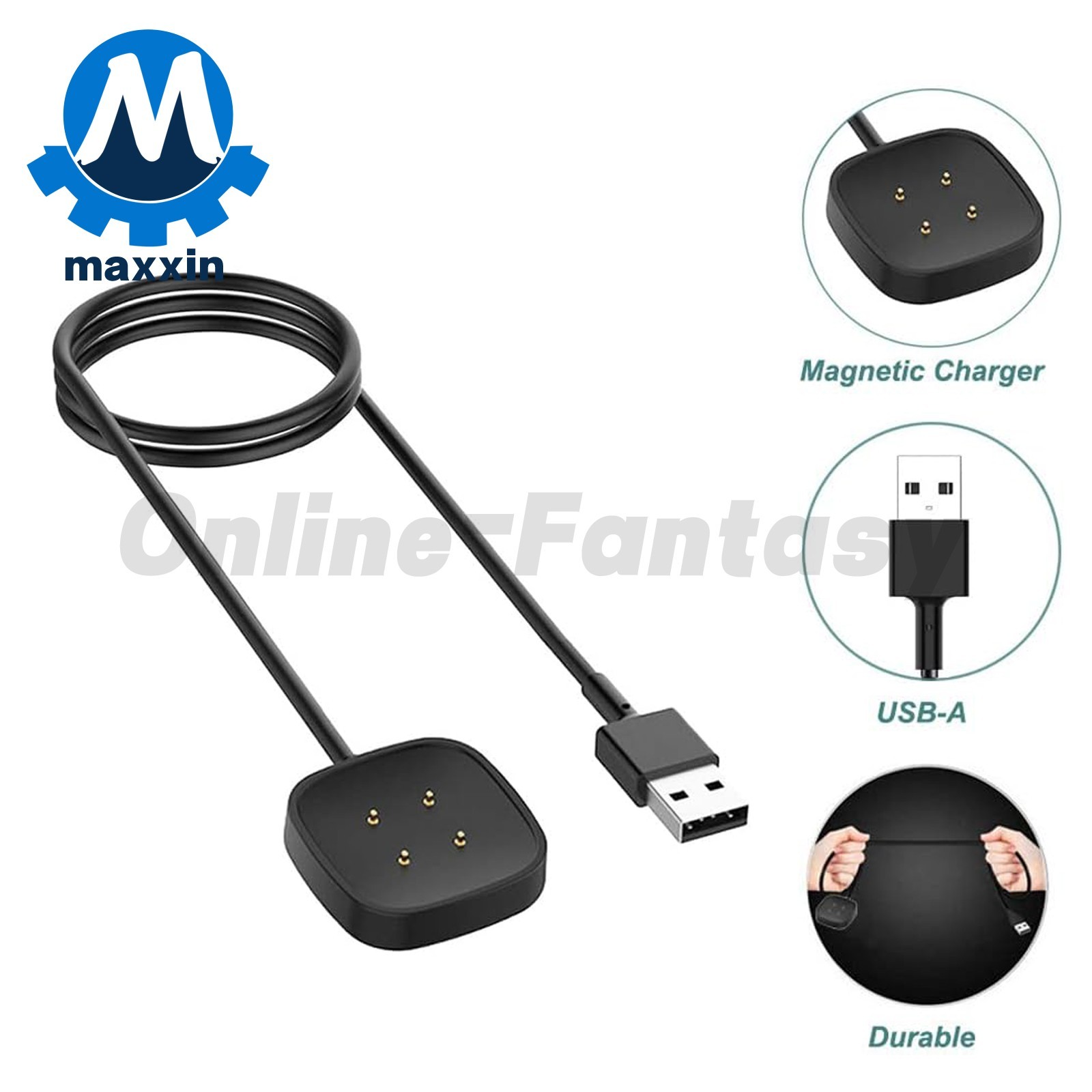 Charger For Fitbit Sense Sense 2 Versa 3 4 Watch USB Fast Charging ...