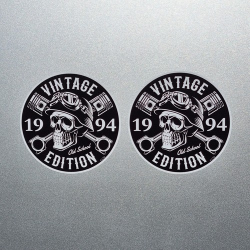 2x Small 1994 Biker Skull Vintage Edition Roundel Vinyl Sticker Decal ...