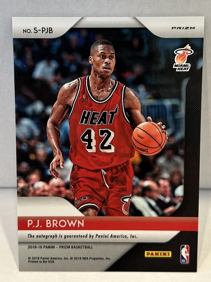 P.J. Brown Auto 2018-19 Panini Prizm Chrome #S-PJB Signed Heat Celtics ...