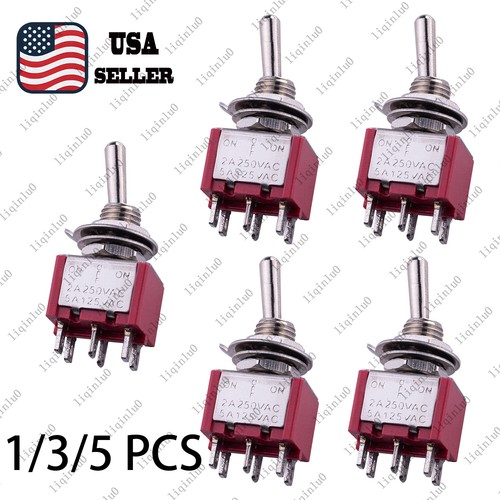 DPDT Guitar Mini Toggle Switch 3 Position ON/OFF/ON 6 PINS Switches Red ...