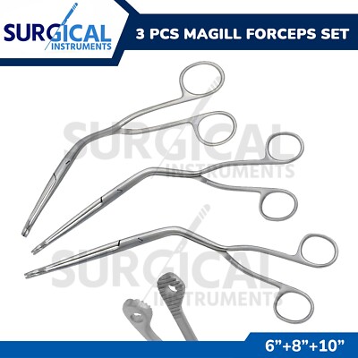 3 Pcs Magill Forceps 6" + 8" + 10" Set EMT Anesthesia Surgical ...