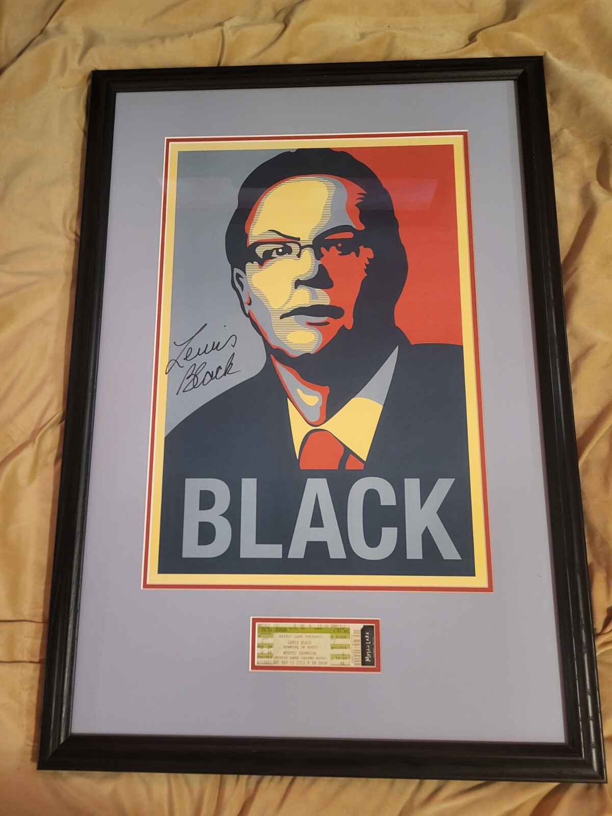 Lewis Black Autographed and framed poster with event ticket AND Bonus ...