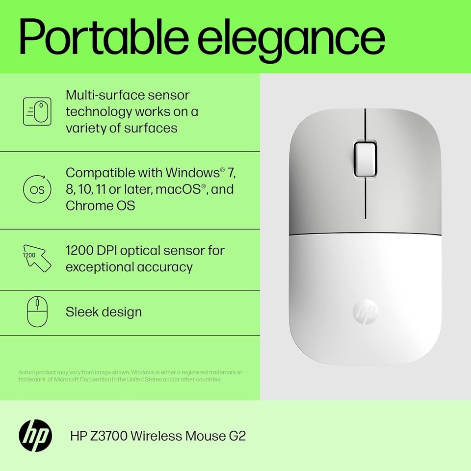 New HP Z3700 Wireless Mouse Ceramic White 681S1AA#ABL Genuine USA ...