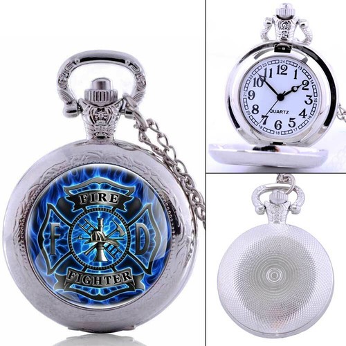 Steampunk Fire Fighter Pocket Watch Quartz Antique Necklace Mens ...