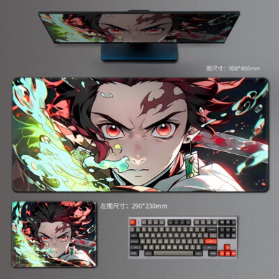 Demon Slayer Anime Tanjirou Keyboard Mouse Pad Computer Desk Pad ...