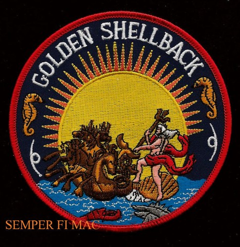 GOLDEN SHELLBACK PATCH USS US NAVY EQUATOR KING NEPTUNE COURT MERMAID ...