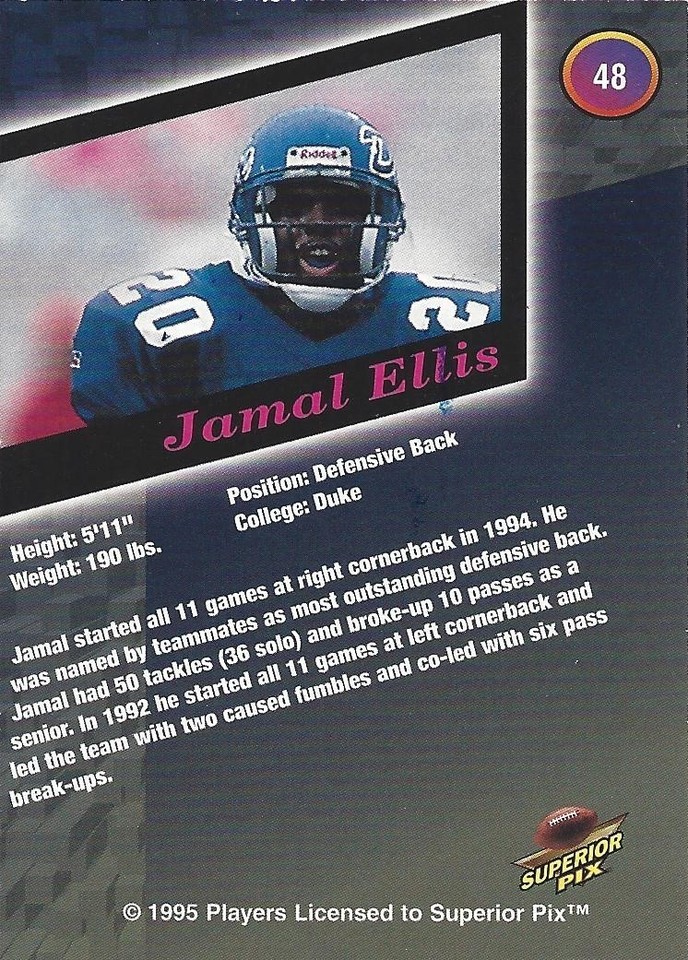 Jamal Ellis 1995 Superior Pix Autographs Rookie Card /6500 | eBay