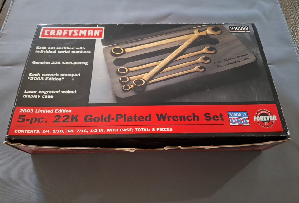2003 CRAFTSMAN 22K Gold Plated 5pc Wrench Set - Collector Limited ...