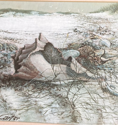 Vintage Framed Abstract Art Watercolor Painting Clint Carter Beach ...