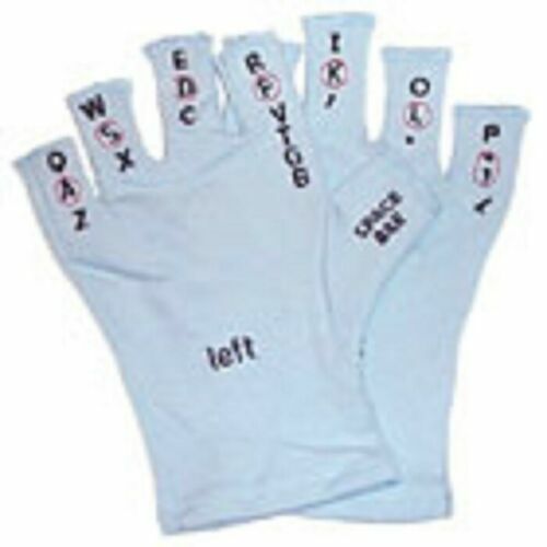 TOUCHTYPERS KEYBOARDING TYPING COMPUTER GLOVES SEWN LETTERS WITH BOOK ...