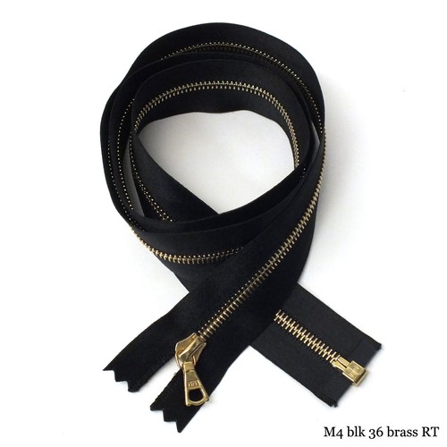 RiRi Zipper m4, 1 Way Separating End, Brass, Black 2110, Satin Tape ...