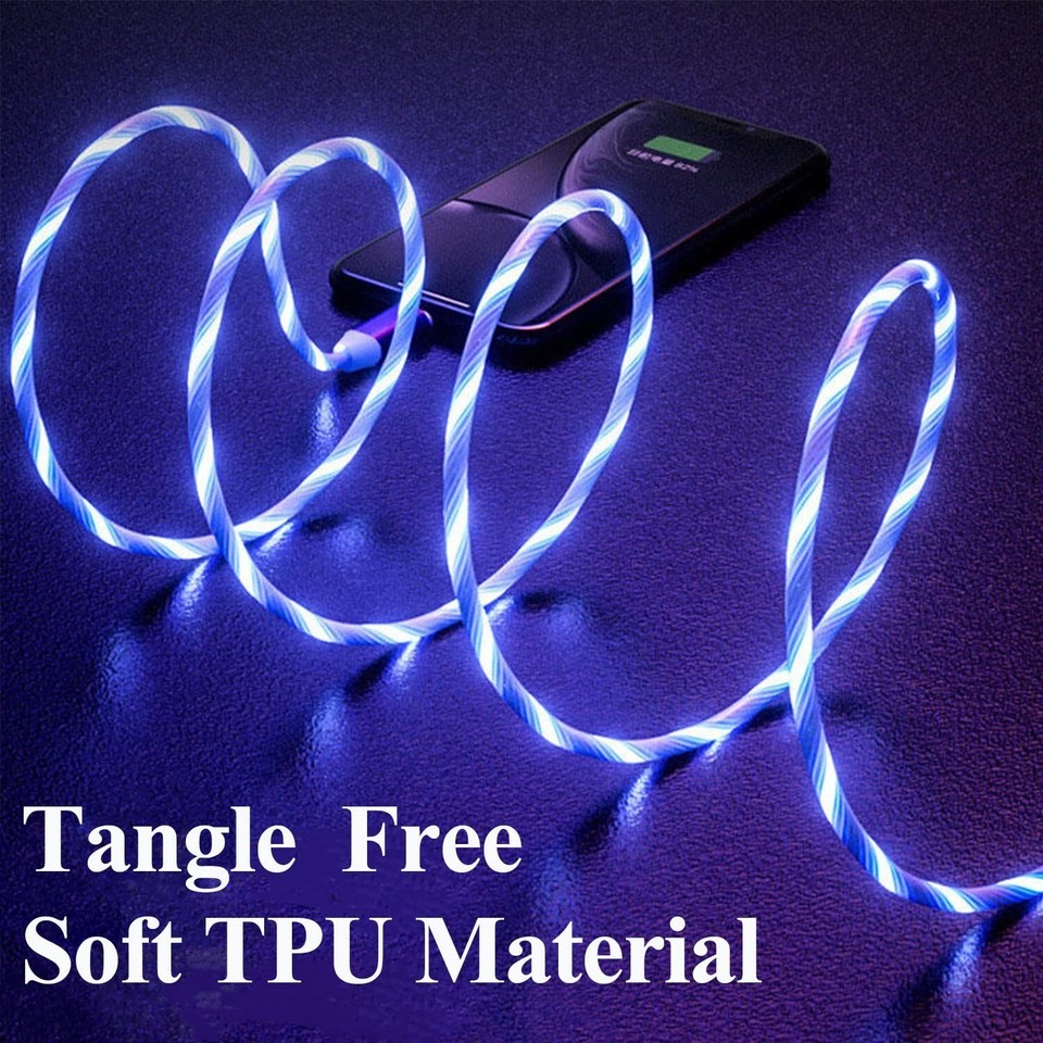 2 Pack 6FT LED Fast Charge USB Cable Cord for iPhone 8 X XR 11 12 13 14 ...