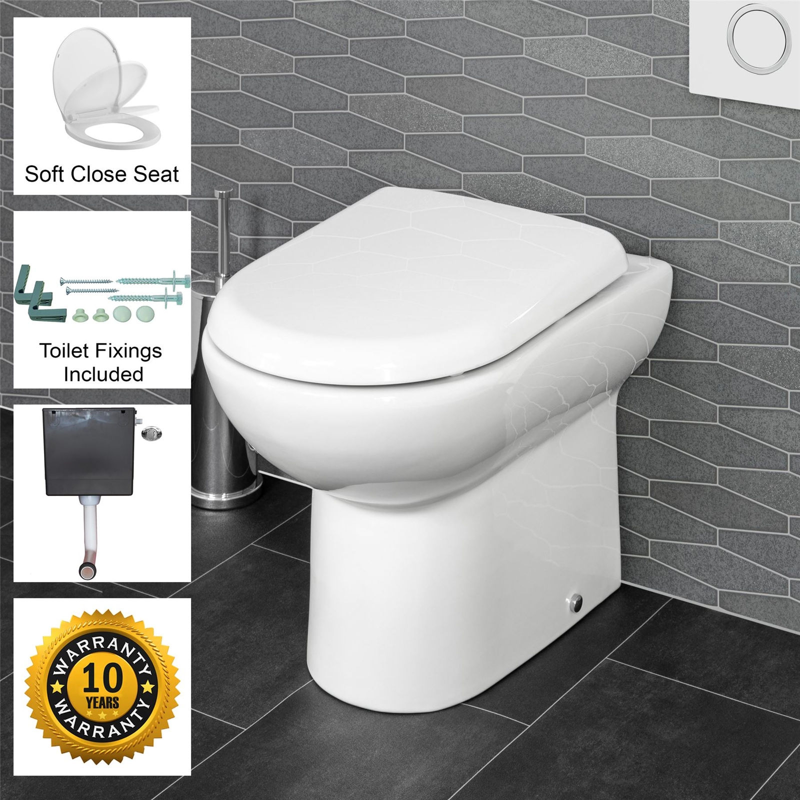 BTW Back to Wall Toilet WC Pan Soft Close Seat Concealed Cistern Floor ...