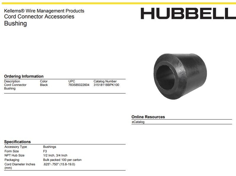 Lot of 8 - Hubbell - Kellems 31518118B - 315-18-118B - Hardware ...