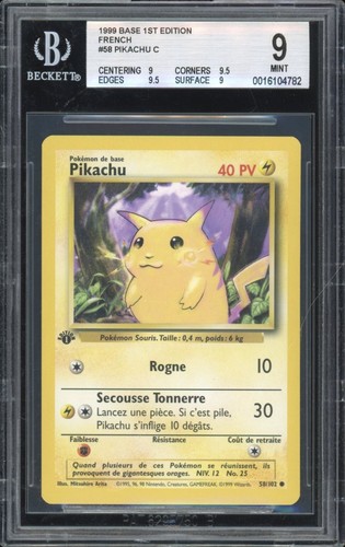 1999 Pokemon FRENCH 1st Edition Base Set Pikachu 58/102 BGS 9 MINT | eBay