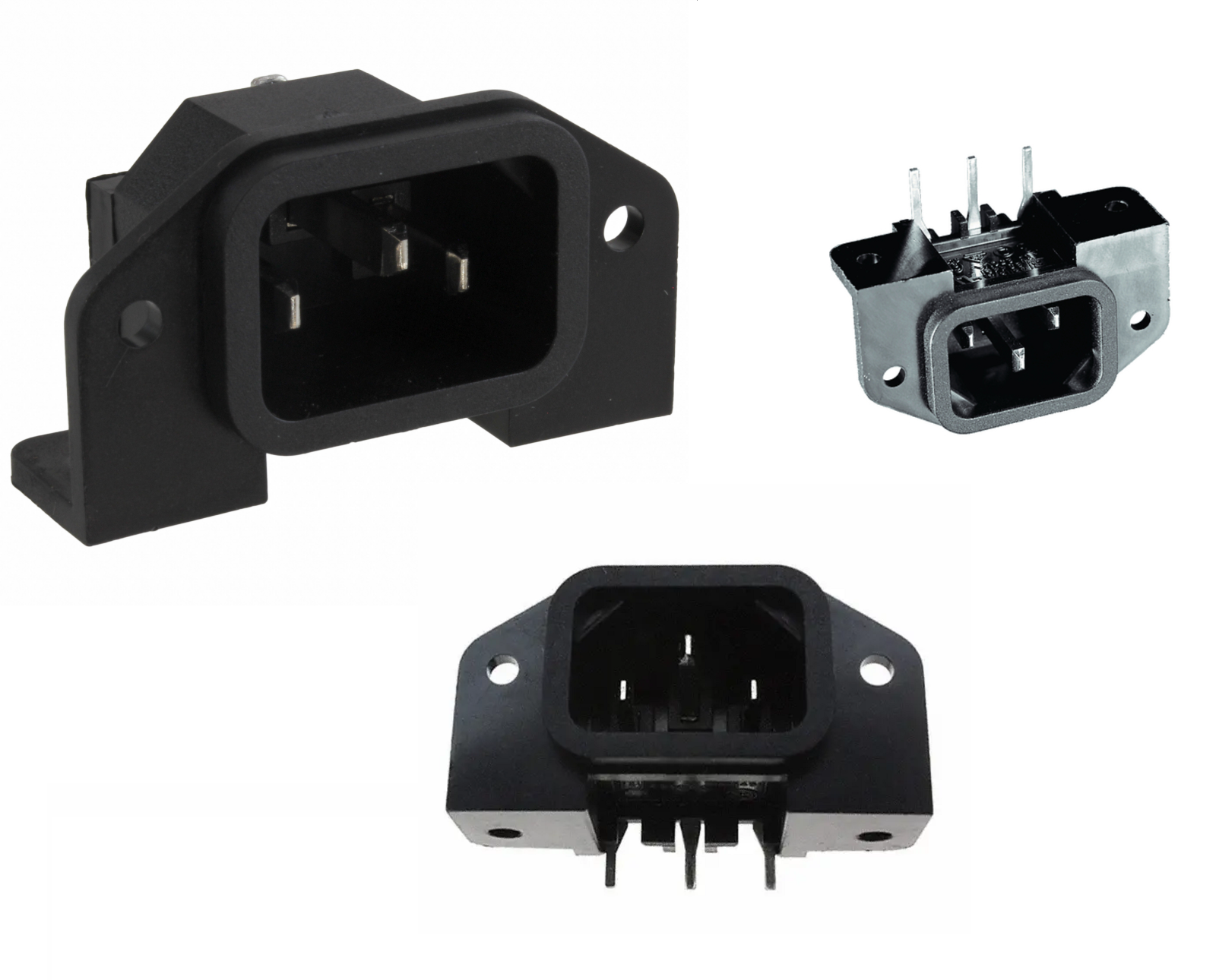 Power Entry Connector INLET Receptacle Male Blades Panel Mount Flange ...