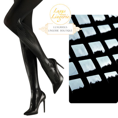 Darleene Booties Tights By Wolford L Black Tights Shiny Appliqué | eBay