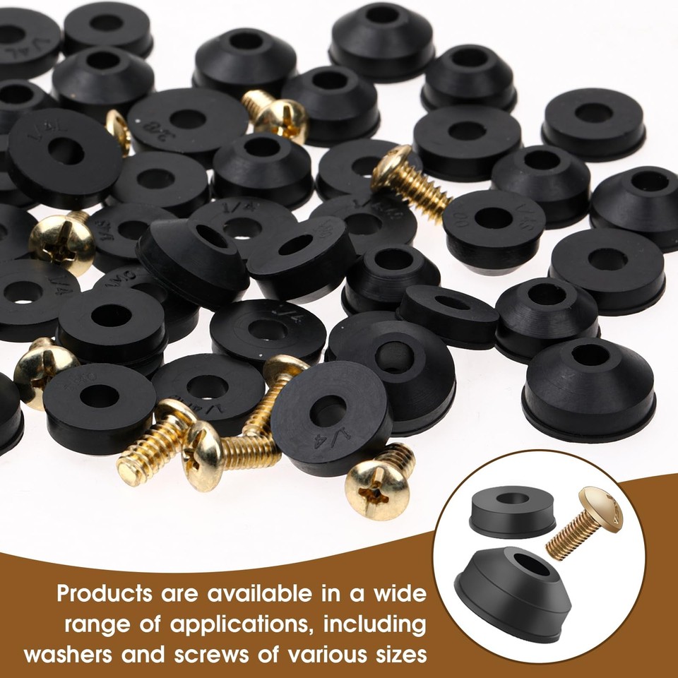 Rubber Washers Repair Kit - 116 Pcs Assorted Flat & Beveled Washers ...