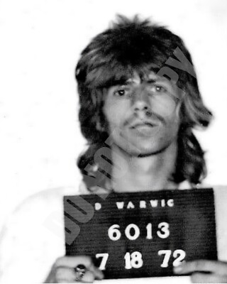 1972 KEITH RICHARDS The Rolling Stones Warwick Police Arrest Mug Shot ...