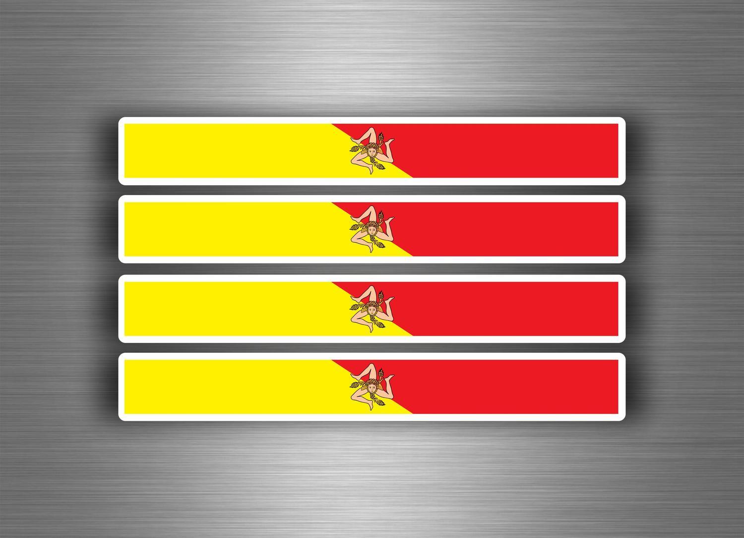 4X Sticker Car Motorcycle Stripes Flag Sicilia Sicily Sicilian | eBay