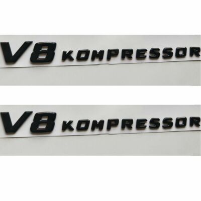 2 Shiny Black V8 Compressor Emblem Badge Emblems For Mercedes Benz AMG ...