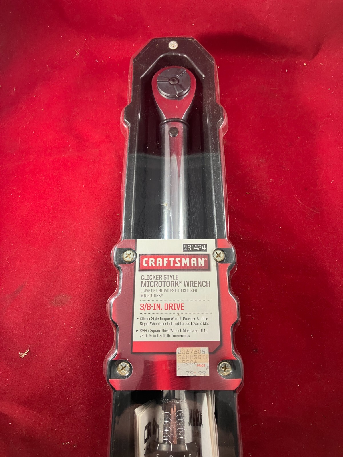 CRAFTSMEN CLICKER STYLE MICROTORK TORQUE WRENCH 931424 3/8 DRIVE - NEW ...